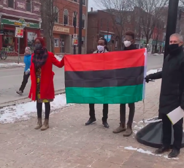 Pan-African flag raised in Fredericton for Black History Month - Canada ...