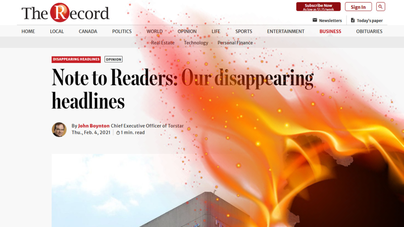 What’s behind the blank front pages? - Canada Info