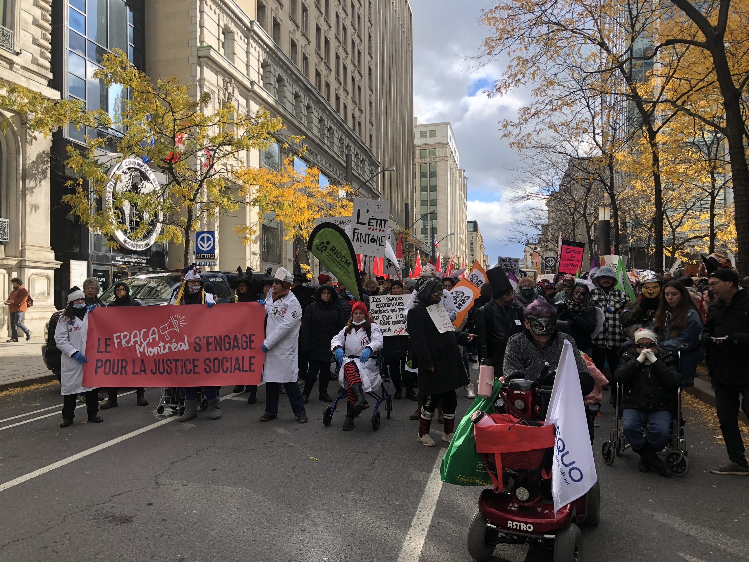 Montrealers don costumes for protest in defence of social services ...